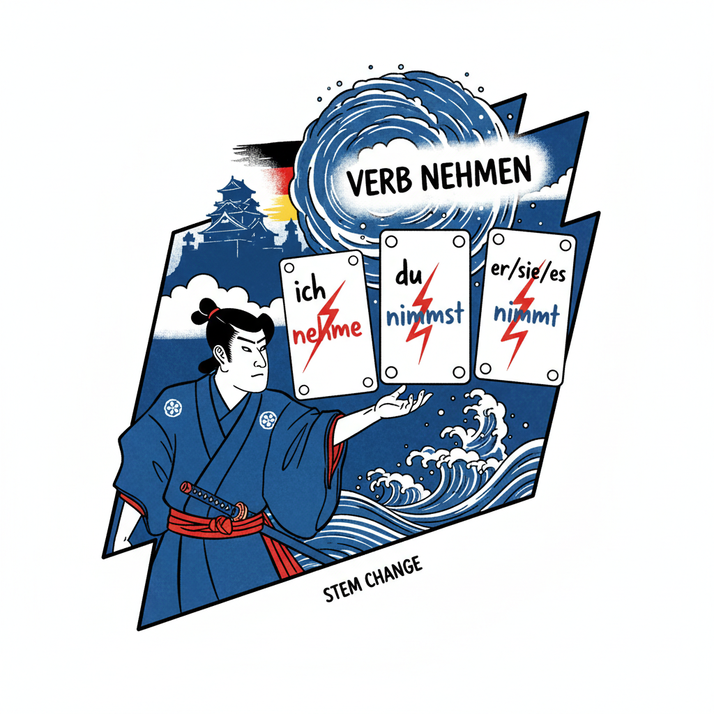 German A1 Test: Verb 'nehmen' Stem Change (e→i)